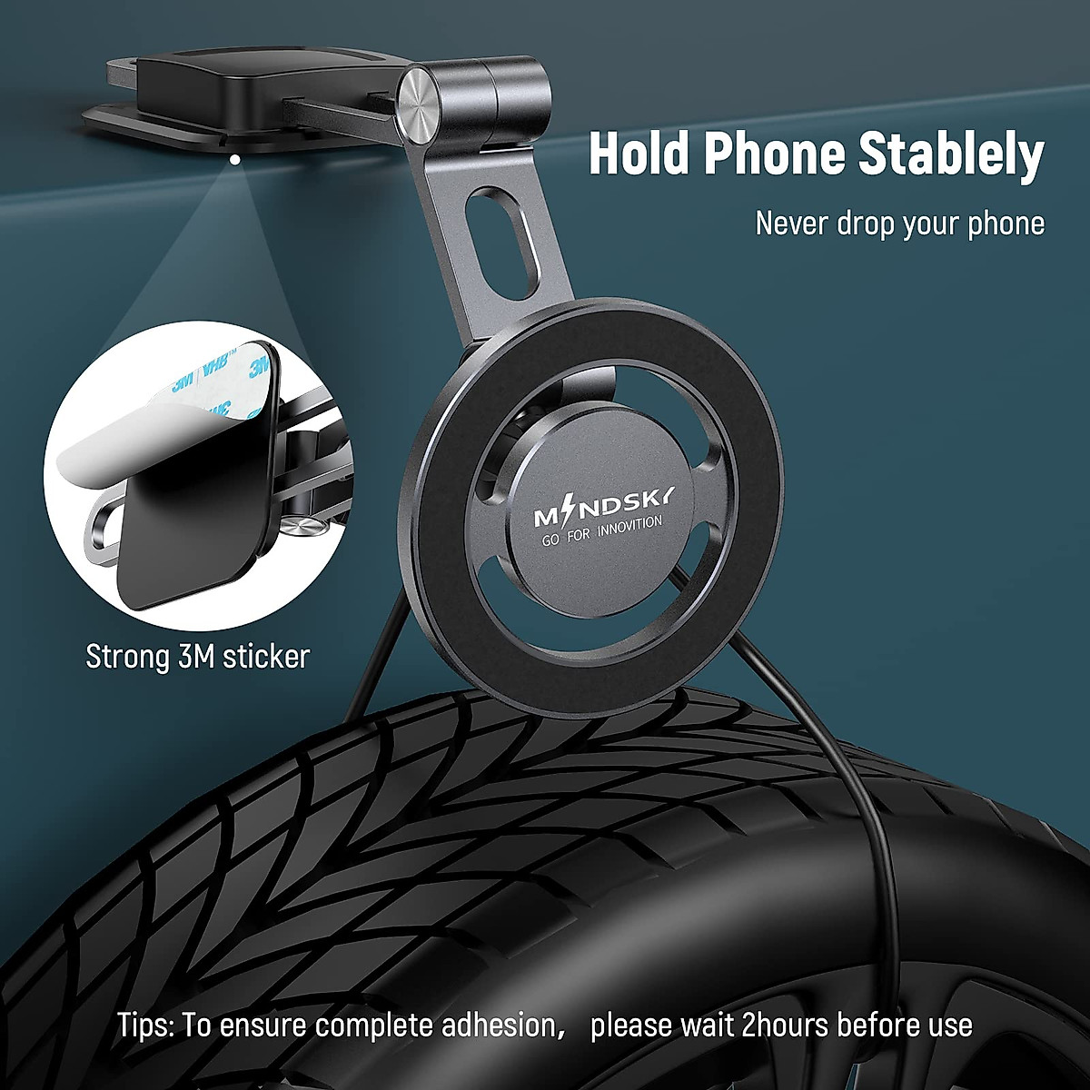 Mindsky Magnetic Phone Mount Compatible with Mag-Safe for Tesla 3 / Y/S/X Accessories Cellphone Holder for Car Screen/Dashboard