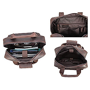 Polare Cowhide Leather 17.3'' Laptop Backpack Daypack Travel Bag School Bag Satchel