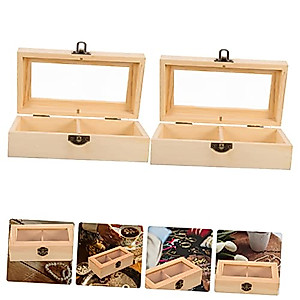 Zerodeko 6 pcs storage wooden box clear tray wooden storage bins wooden pallets tea bag holder coffee condiment organizer jewelry case with lid Jewelry Container clear lid jewelry organizer