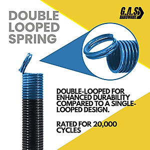 G.A.S Hardware 90 lb. Heavy-Duty Double-Looped Garage Door Extension Spring (2-Pack) -L. Blue | Springs for Garage Door Replacement Hardware Repair | Extension Springs
