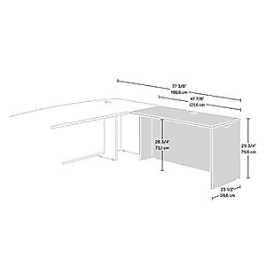 Sauder Via Desk Return, L: 47.87" x W: 23.47" x H: 29.76", Bourbon Oak Finish