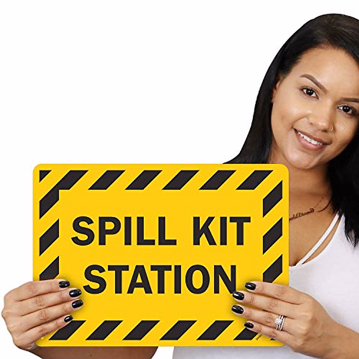 SmartSign - LB-1495-EU-14 "Spill Kit Station" Label | 10" x 14" Laminated Vinyl Black on Yellow