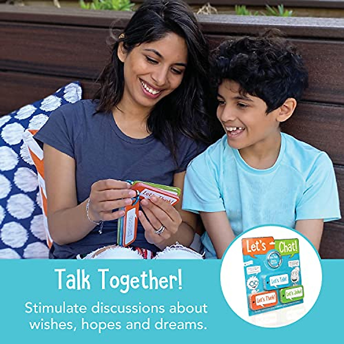 Open The Joy Let’s Chat 3-in-1 Conversation Starters Cards for Kids - Grab and Go Travel Card Games for Car, Airplanes - Talk, Think, Joke Cards - Ages 4+
