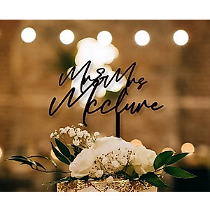 Mr and Mrs Cake Topper for wedding -cake topper with last name- wedding topper -handwritten wedding topper, metallic personalized topper