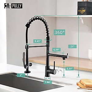 Fapully Black Kitchen Faucet,Commercial Pull Down Kitchen Sink Faucet with Sprayer