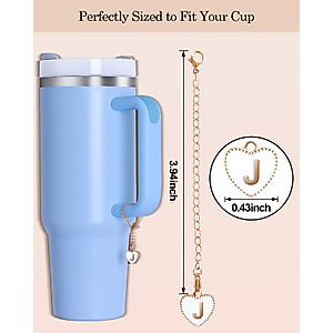OriJoy Letter Charm Accessories for Stanley Cup, Name ID Letter Handle Charm For Stanley/Simple Modern Tumbler, Heart Shape Initial Identification Charms（J）