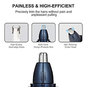 ONEDONE Nose Hair Trimmer, Father's Day Gifts 3 in 1 USB Rechargeable Ear Nose Hair Trimmer for Men,Dual-Edge Blades Painless Electric Nose Ear Trimmer Eyebrow Clipper