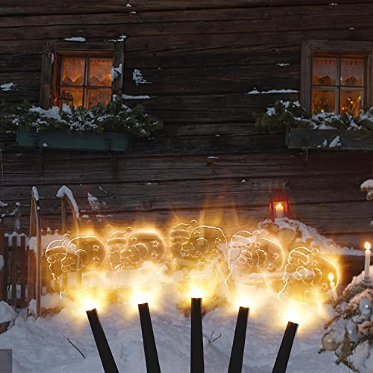 signmeili Solar Snowman Lights, Waterproof Solar Snowman Ground Plug Lights, Energy Saving and Easy to Install, Lamps for Home, Pathway, Garden Stakes