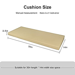 RULAER 30x14x2.5inch Bench Cushion for Indoor Outdoor Furniture Durable UV Resistant Lounge Patio Seat Pad Anti-Slip Garden Cushions (Beige Zippered for Easy Clean