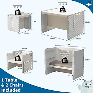 hoopyosms Kids' Table and 2 Chairs Set - Versatile Activity Table for Toddlers Children Learning, Play, Arts, Crafts and Creativity - Children's Furniture for Home, Grey