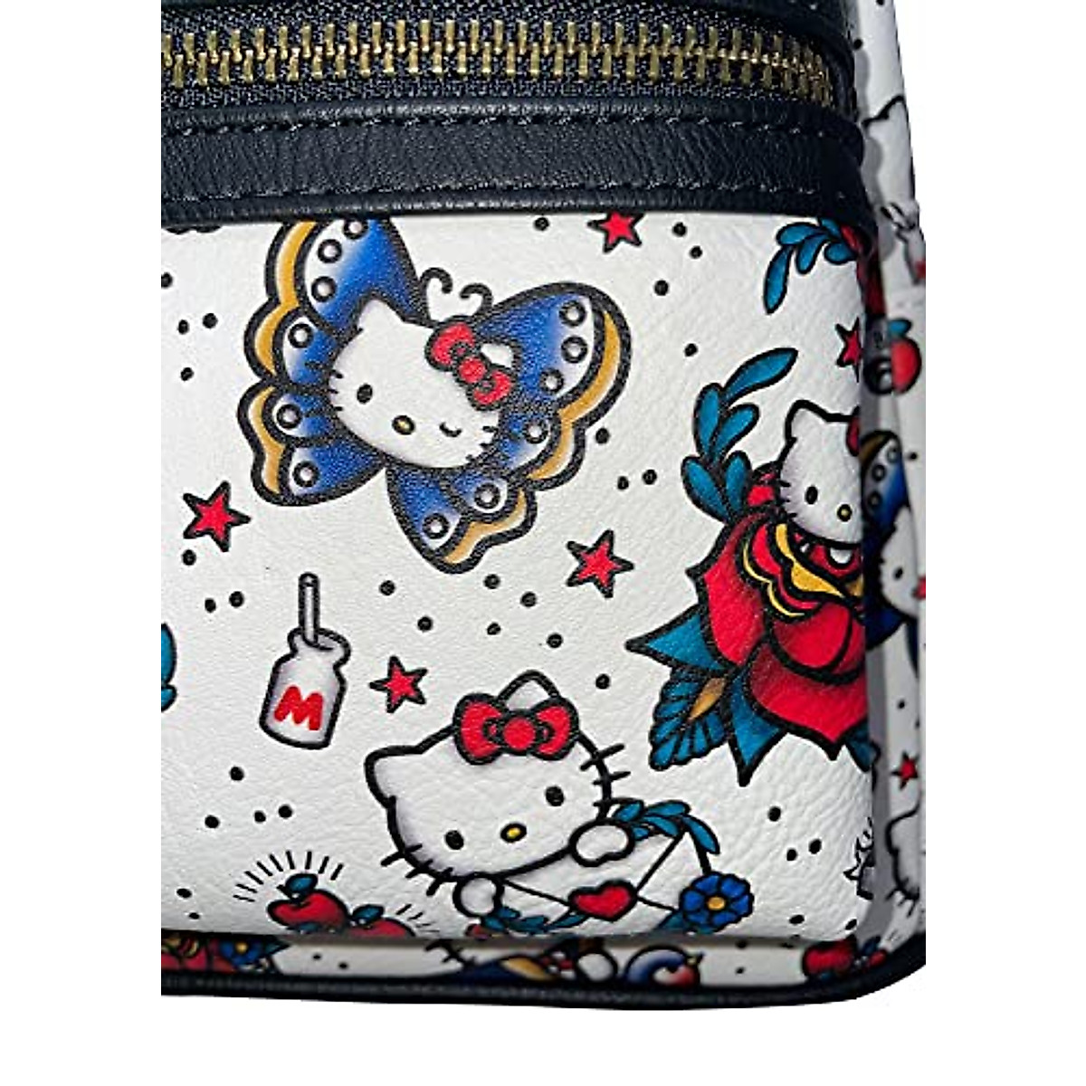 Loungefly Sanrio Hello Kitty Tattoo Allover Print Womens Double Strap Shoulder Bag Purse