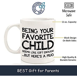 Generic Funny Coffee Mug Being Your Favorite Child Best Mom & Dad Christmas Gifts Unique Gag Xmas Gifts from Daughter, Son, Kids Parents Bday Present Idea Fun Novelty Cup for Men, Women