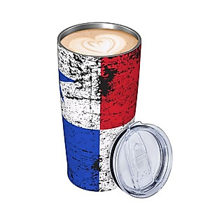 VKKOEWL Vintage Panama Flag Stainless Steel Insulated Tumbler 20 Oz Travel Water Bottle Coffee Mug Drink Cup With Lid Straw