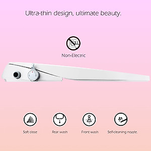 Non-Electric Elongated Bidet Toilet Seat with Slow-Close Technology
