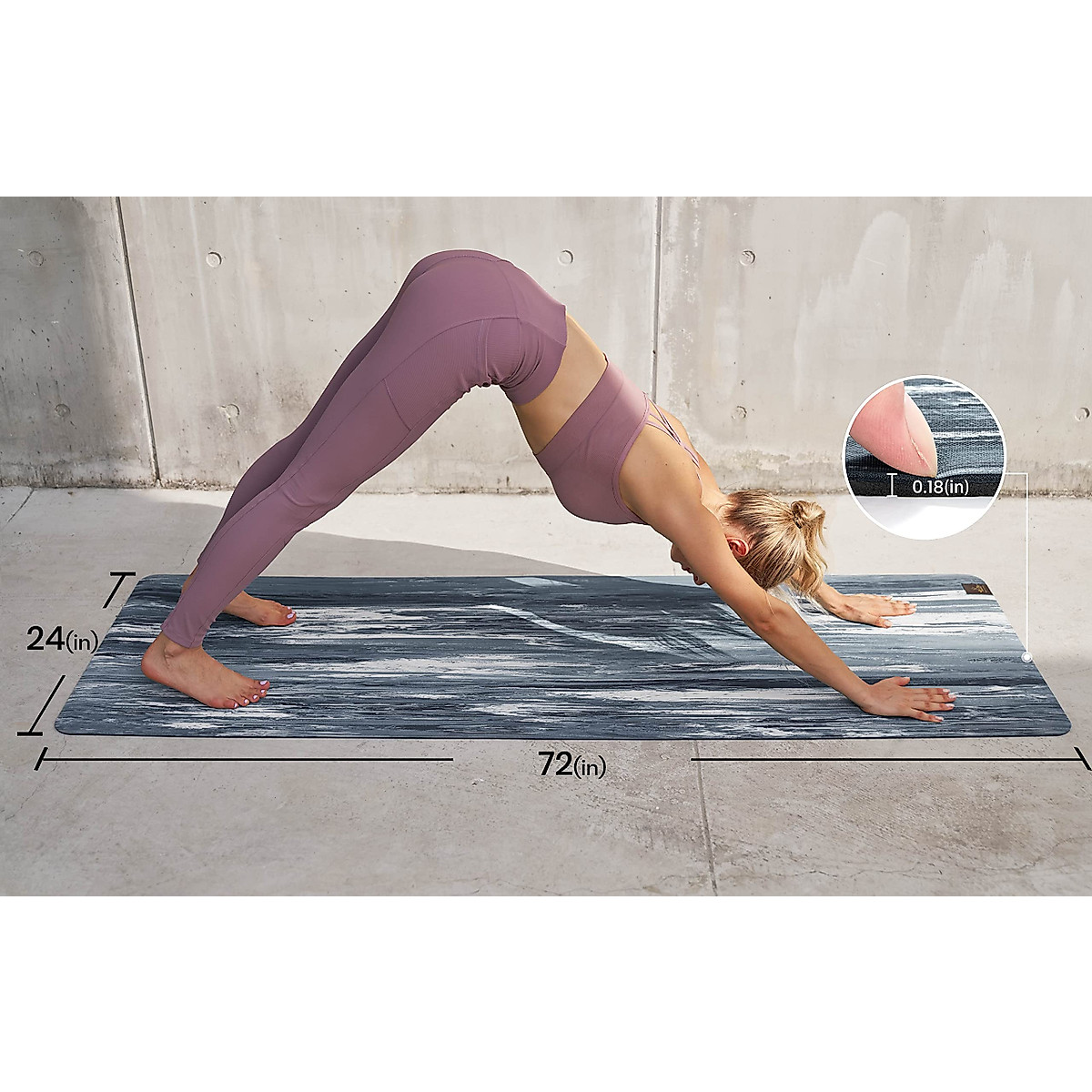 Heathyoga Rubber Non Slip Unbeatable Wet-Grip ProGrip, Double-Sided High Density Hot Yoga Mat, 72”X 24” for Hot Yoga, Ashtanga, Bikram