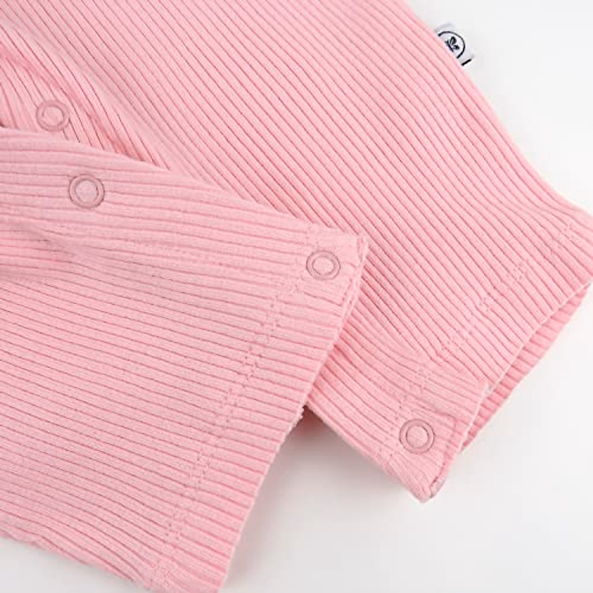 HonestBaby 2-Piece Organic Cotton Rib Romper W/Headband, Jungle Leaves Pink, 3-6 Months