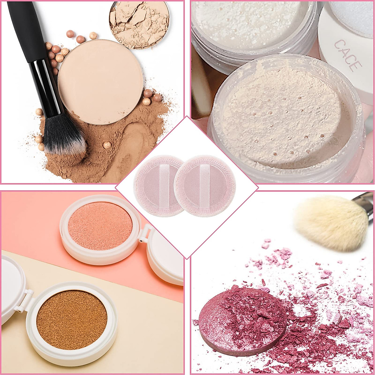 WLLHYF 12PCS Makeup Powder Puffs Pink Cotton Powder Puffs Round Powder Puff for Makeup Face Powder Velour Puffs for Loose Powder Washable(pink