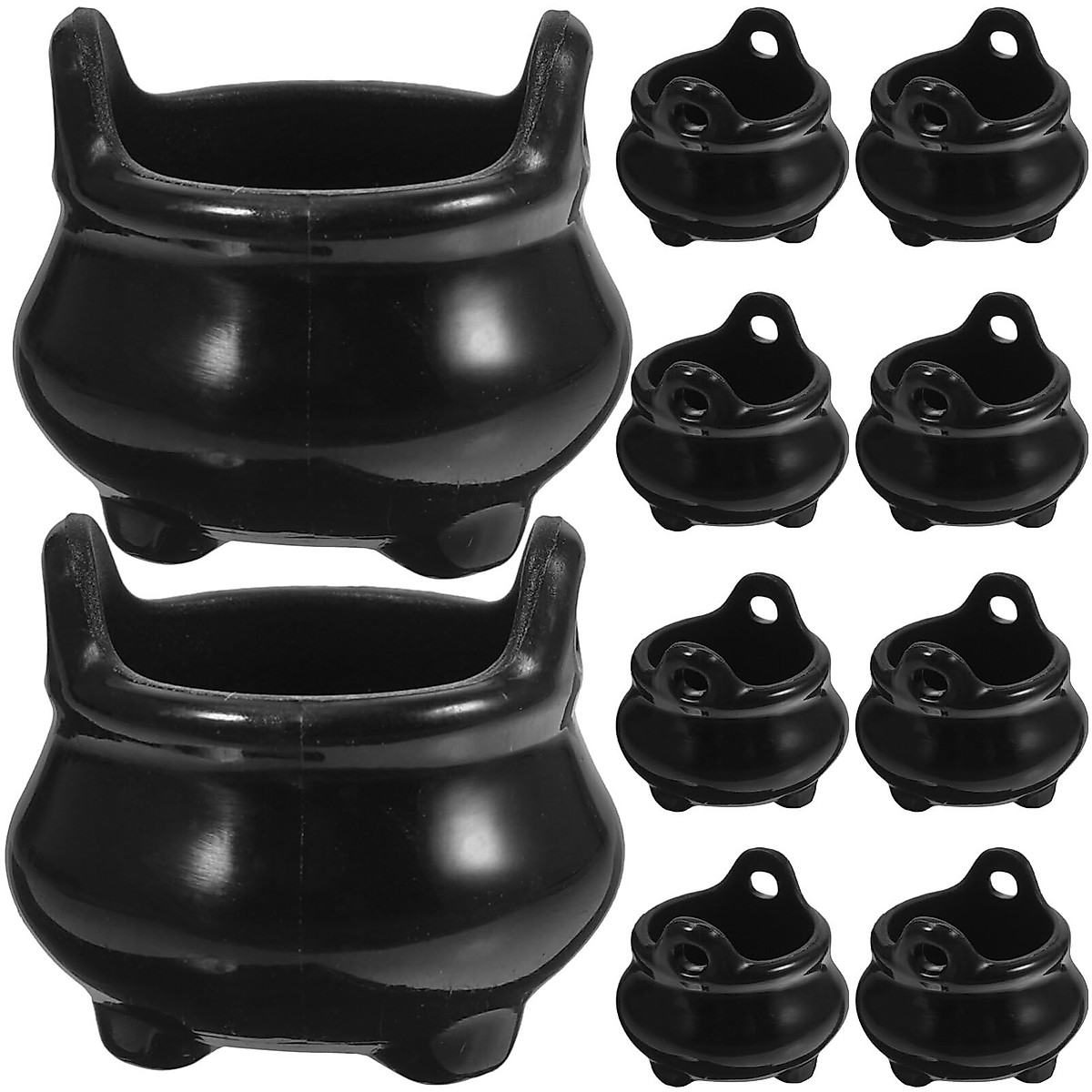 10pcs Miniature Witch Cauldron Model Halloween Cauldron Kettles Dollhouse Decor Party Favors Candy Holder Witch Props