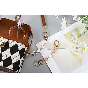 Anbys Bag Extender Chain Purse Extender Hearts Shape Replacement Purse Strap Extender Bag Charms for Purse Handbags Cross Body Bag(White)