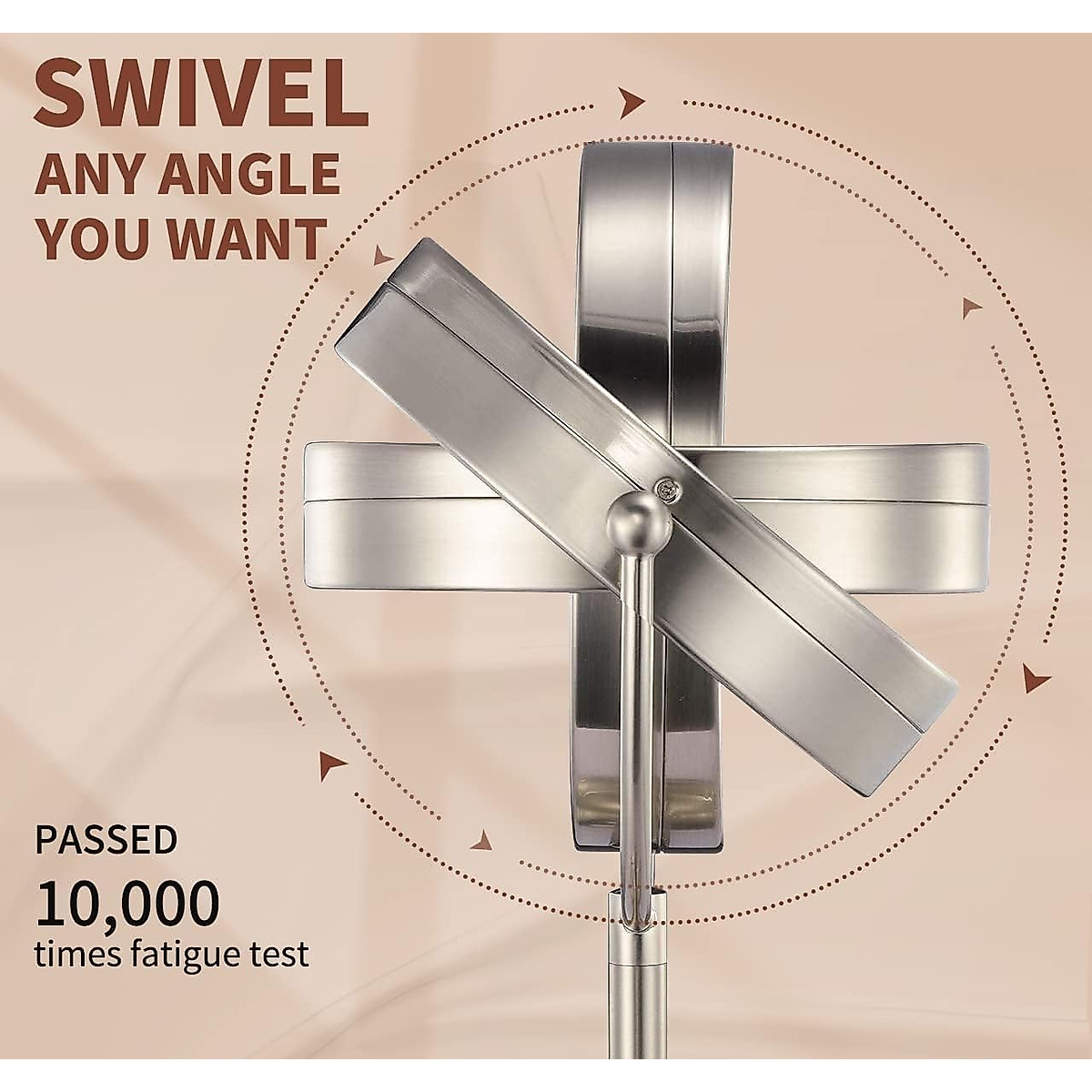 Professional 8.5" Large Lighted Makeup Mirror Updated with 3 Color Lights, 1X/10X Magnifying Swivel Vanity Mirror with 48 Premium LED Lights, Brightness Dimmable Cosmetic Mirror, Senior Pearl Nickel