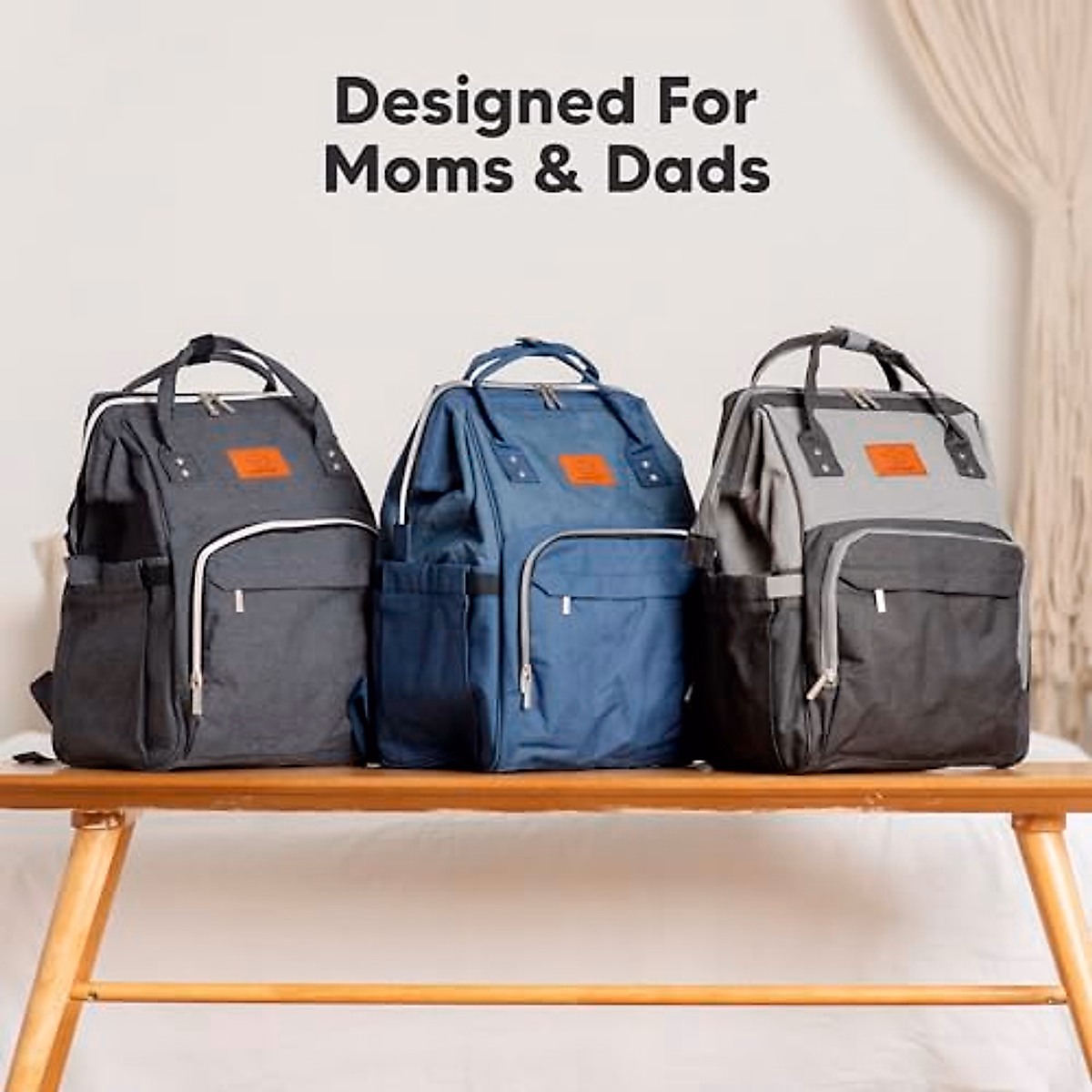 KeaBabies Baby Diaper Bag Backpack - Baby Bag for Boys, Girls, Waterproof Multi Function Baby Backpack, Large Diaper Bags for Baby Girl, Baby Boy, Travel Diaper Bag with Changing Pad (Trendy Black)