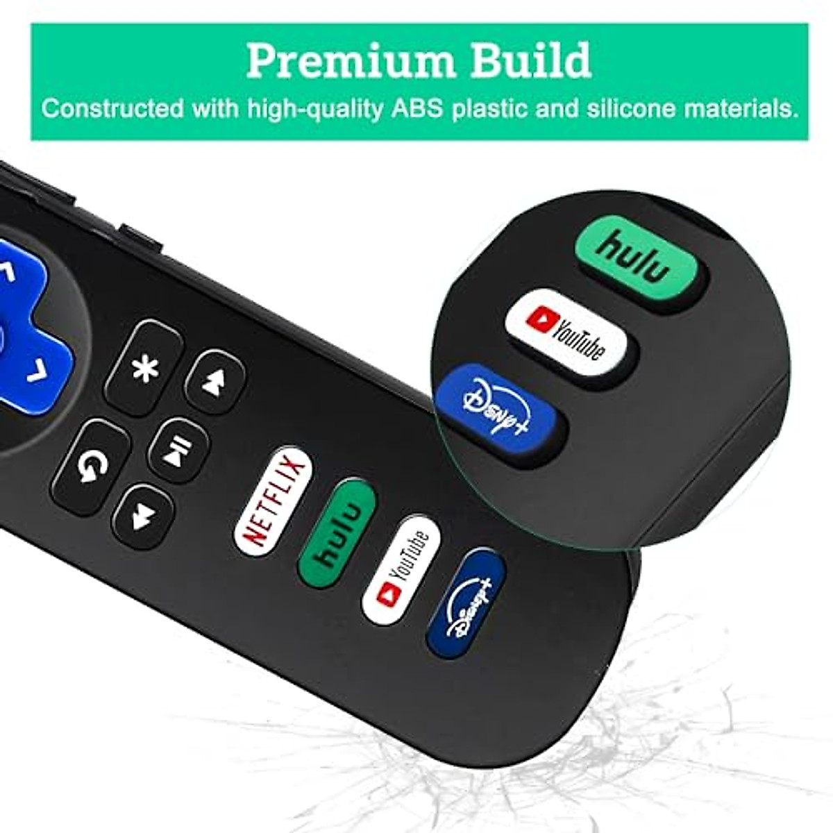 Pack of 2 Replaced Remote Control for Roku TVs, Compatible with TCL/Hisense/Onn/Insignia/Sharp/Westinghouse/Element/JVC Roku Smart TV, Replacement Remote with Netflix/Disney+/Hulu/Prime Video Buttons