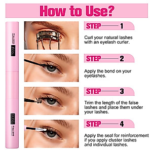 Lash Glue Bond and Seal Individual Lashes Glue Cluster Lash Glue for Lash Extension Super Long-lasting Strong Hold DIY Eyelash Extensions Glue
