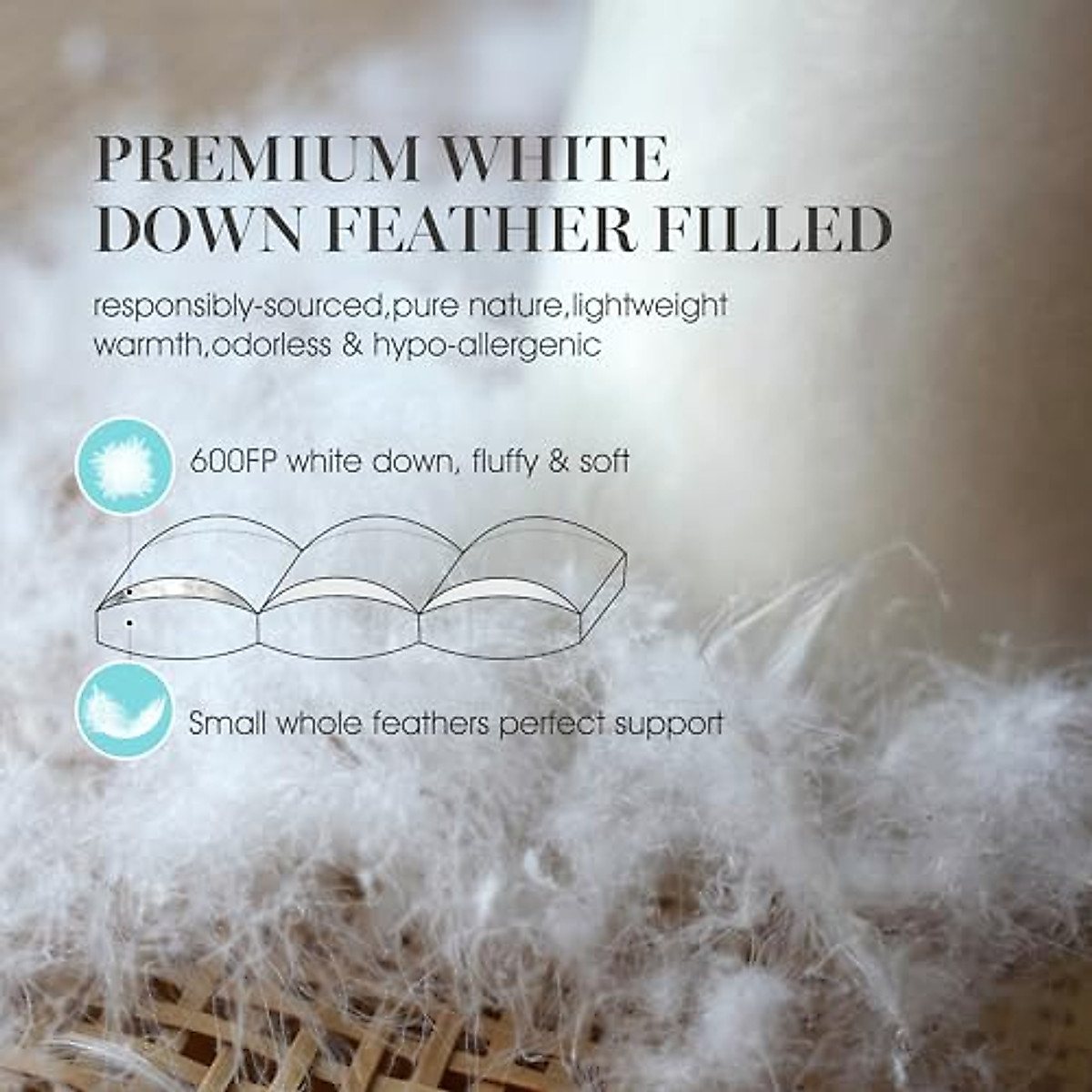 Martha Stewart Mattress Topper Twin Size - 3 Inch Feather Bed 100% Cotton Cover Fabric- All Seasons Fluffy White Mattress Pad Feather Topper Relieve Back Pain for Bedroom