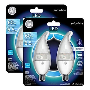 GE C11 E12 (Candelabra) LED Bulb Soft White 60 Watt Equivalence 2 pk4