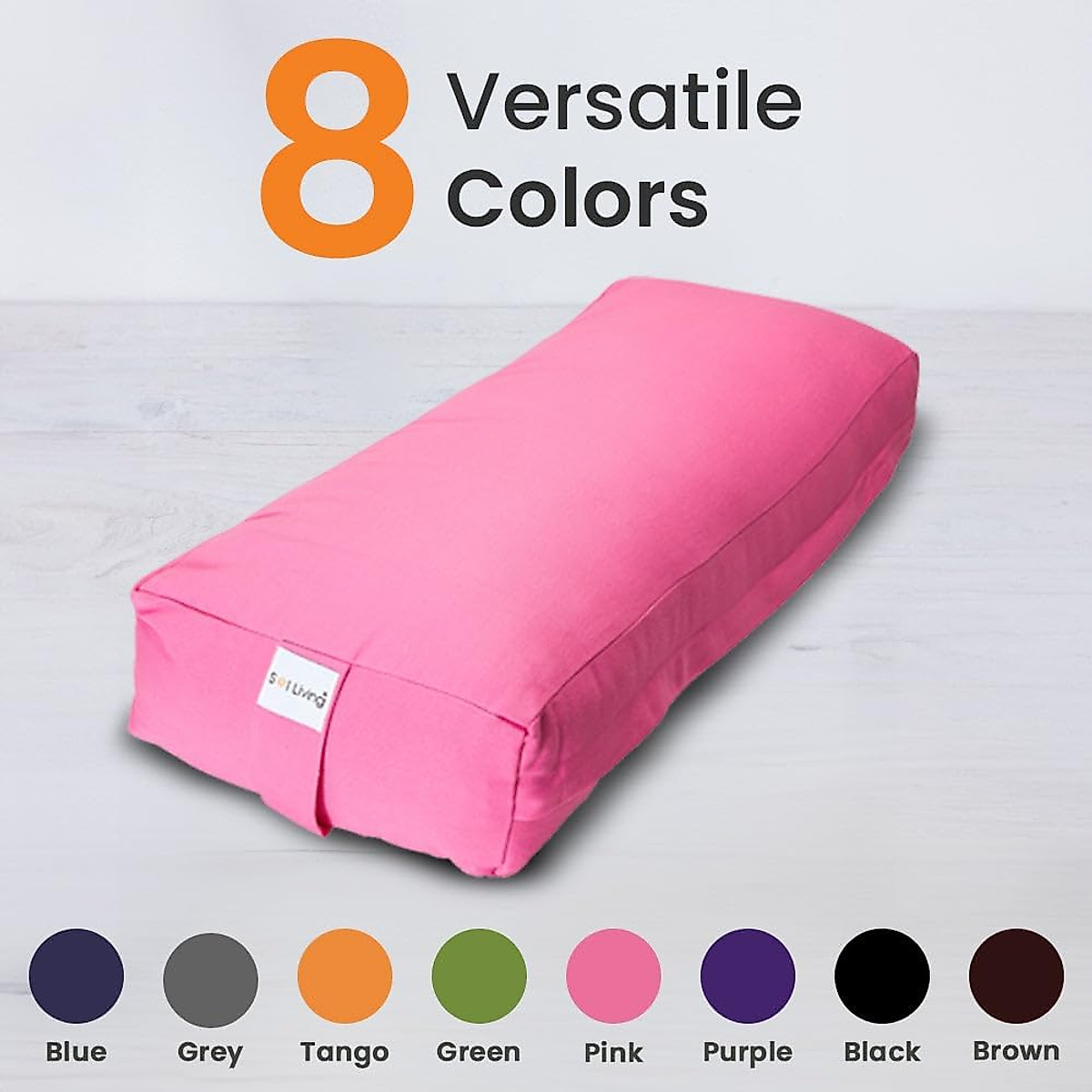 Sol Living Yoga Bolster Pillow for Restorative Yoga Meditation Bolster 100% Cotton Rectangular Meditation Cushion Firm Yoga Cushion Bolster Washable Cover Body Pillow for Balance Support Asana Poses