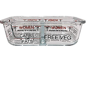 Portion Perfection Portion Control Container - Glass Meal Prep Containers Reusable for Food/Lunchbox 3pk, Oven-safe, 3 Compartment with Lids, Practical Weight Control, Clear Instruction Guide