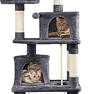 Yaheetech 62.2inches Cat Tree Cat Tower Cat Condo with Platform & Hammock, Scratching Posts for Kittens Pet Play House with Plush Perch for Indoor Activity Relaxing