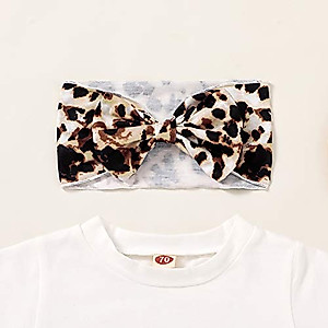 Tiny Cutey Newborn Baby Girl Clothes T-shirt Top Leopard Pant with Headband 3PCs Summer Clothes Set (White-Sassy, 18-24 Months)