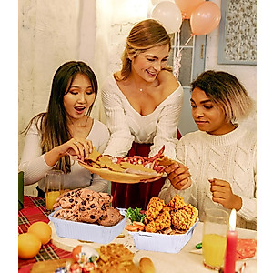 sengcou 50 Pack Aluminum Pans with Lids for Thanksgiving Aluminum Food Containers Storage for Thanksgiving Baking Roasting Meal Prep Thanksgiving Party Holidays BBQ, 6.5 x 5 Inch