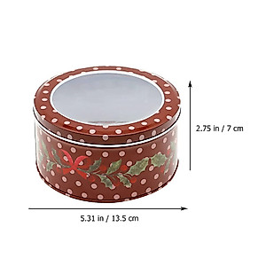 Cabilock 4pcs Christmas Empty Tin Round Metal Tins with Lids Metal Containers for Goodies Chocolate Nuts and Home Storage Cerebrate a Holiday