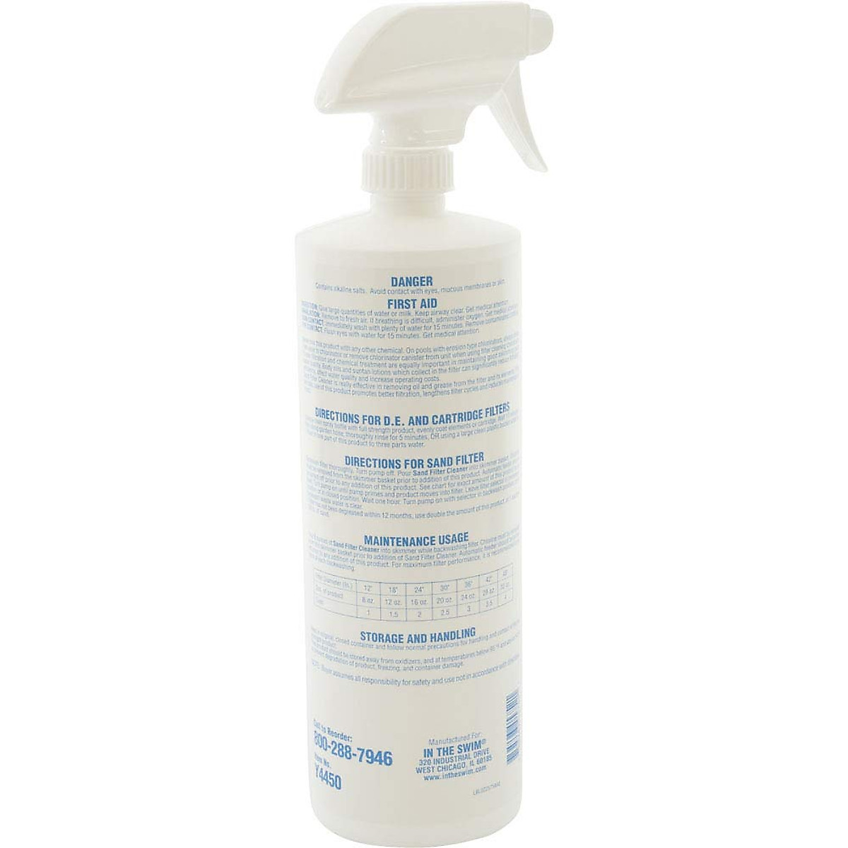 In The Swim Liquid Sand Filter Cleaner – 1 Quart – Fast-Acting Concentrated Formula for Improved Pool Water Filtration