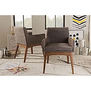Baxton Studio Nexus Dining Arm Chair in Gray and Brown (Set of 2)
