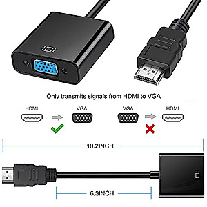 leizhan HDMI to VGA Adapter Cable, HDMI Male to VGA Female Converter with 3.5mm Audio Jack Compatible with Computer PC Laptop Monitor Projector HDTV Ultra-Book Raspberry Pi Chromebook