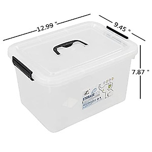 AnnkkyUS 4-pack Clear Boxes, Plastic Storage Bin with Lid, 10.5 Quarts