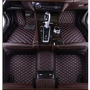 YaruicarCustom Car Floor Mats for 99.99% Sedan SUV Sports Car Men Women Protection Full Coverage Pads Anti-Slip Leather Floor Lining All Weather (Black Red)