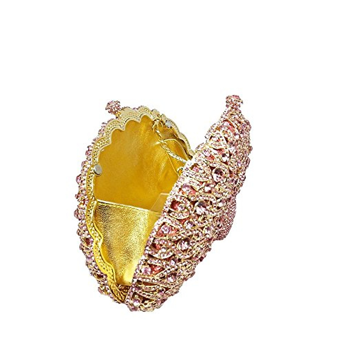 Boutique De FGG Elegant Crystal Clutches For Women Peacock Clutch Bag Evening Purses and Handbags (Small, Pink)