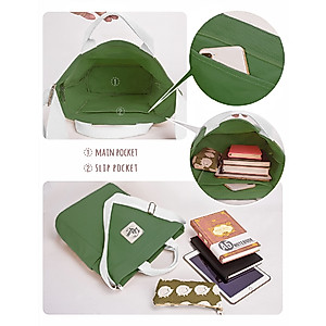 Lily queen Women Canvas Tote Handbags Casual Shoulder Work Bag Crossbody (Green)