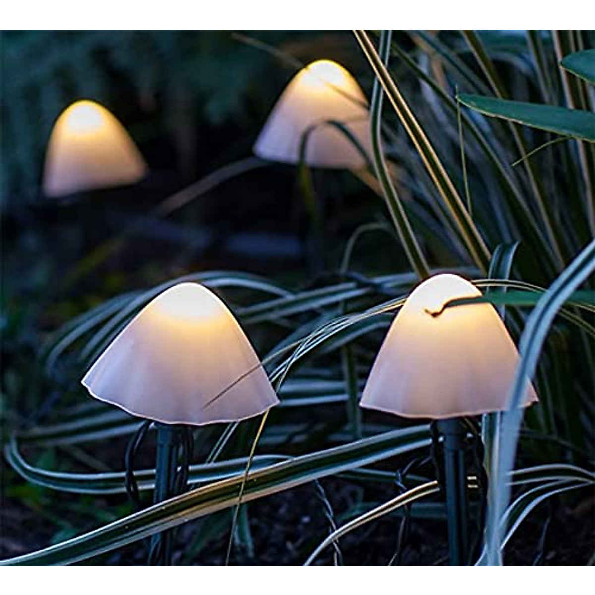 Mushroom String Lights Solar 12FT 12 LEDs Pathway Lights Waterproof Mushroom LED Fairy Lights Outdoor Mini Ground Plug Light for Christmas Yard Patio Gazebo Garden Party Landscape Light, Warm White