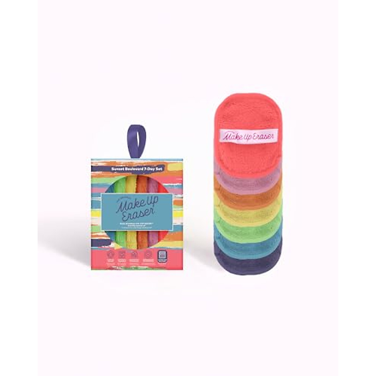 Makeup Eraser The Original, 7-Day Set, Erase All Makeup with Just Water, Including Waterproof Mascara, Eyeliner, Foundation, Lipstick, Sunscreen, and More Sunset Boulevard, 7ct.