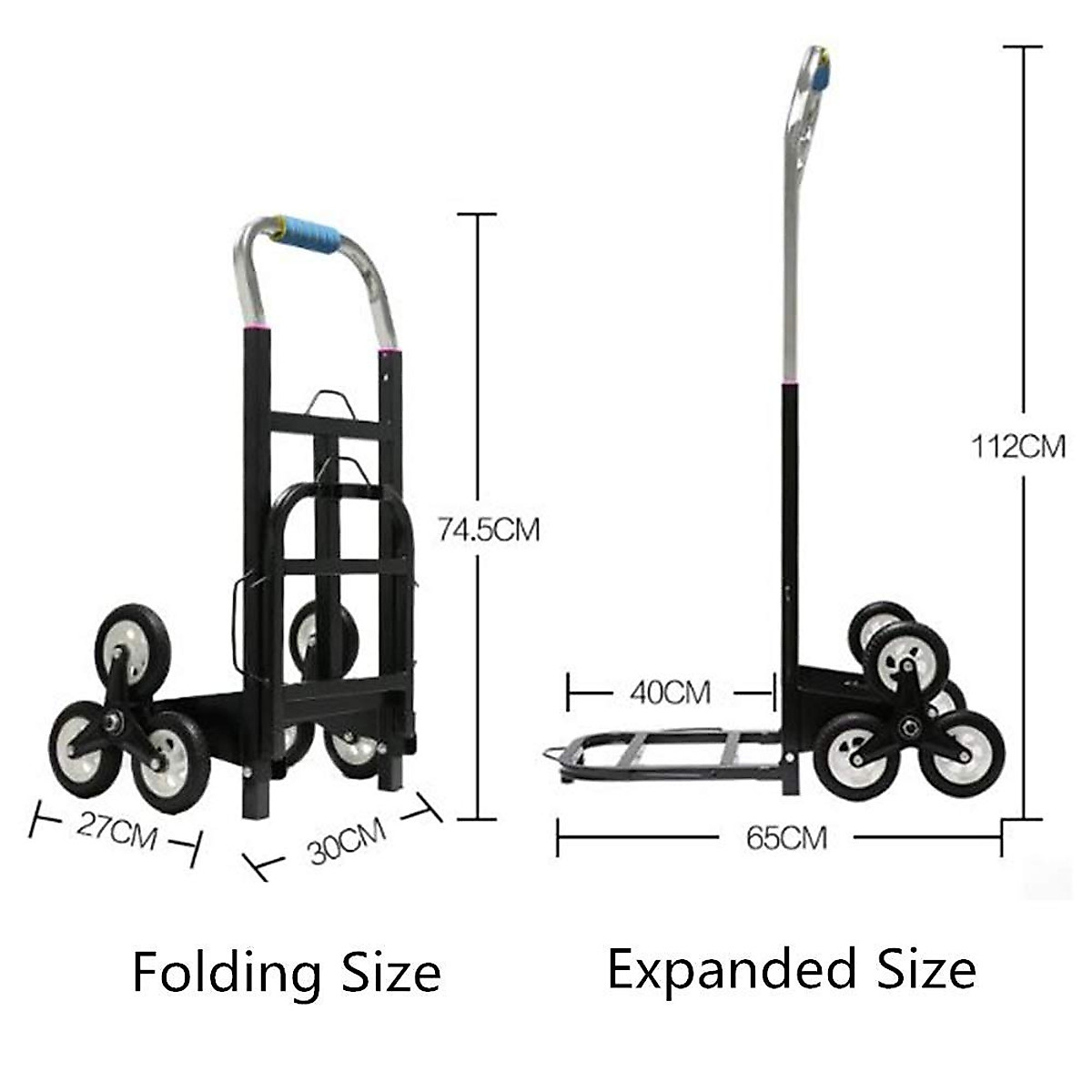 MTYLX Hand Pull Heavy Cart,Folding Trolley Climbing Stair Cart Luggage Trolley Handling Trailer Pull Goods Portable Grocery Cart Suitable for Many Road Surfaces for Luggage, Travel, Auto, Moving and