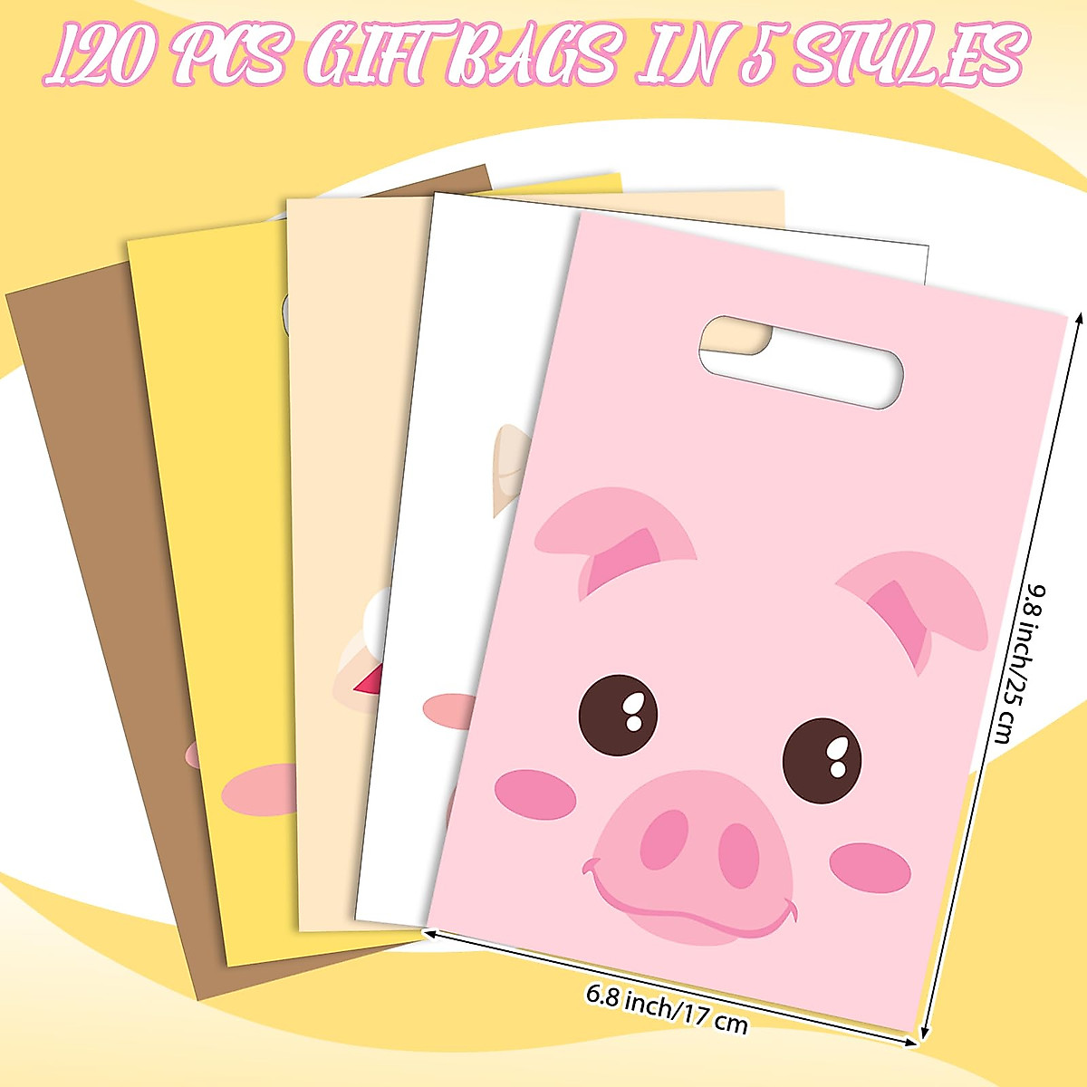 Blosssound 120 Pcs Farm Party Gift Bags Farm Birthday Favor Bags Farm Themed Candy Bags Farm Animal Goodie Bags for Boys Girls Farm Theme Birthday Baby Shower Party Supplies Decorations (Farm Animal)