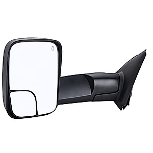 ZAPOSTS Towing Mirrors Replacement Fit for 02-08 DodgeRam 1500 for 03-09 Dodge Ram 2500 3500 Pickup Truck Power Heated Tow Folding Side View Mirror Driver Side