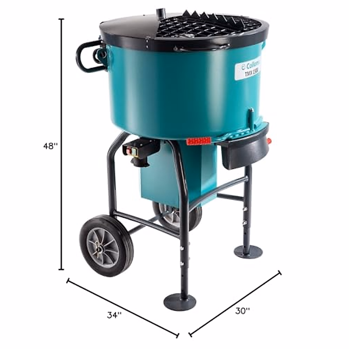 COLLOMIX Automatic Material Mixer - 32 Gallon Capacity Forced-Action Pan Mixer with Powerful 3.6 HP Mixing Motor & Built-in Dust Extraction Port - TMX1500
