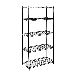 Seville Classics 5-Tier Black Epoxy Steel Wire Shelving, 30" W x 14" D x 60" H