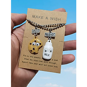 Best Friend Friendship Necklace for Women Men Cute Milk Cookie Pendant Necklace BFF Necklace for 2 Teen Girls Boys Birthday Gift Jewelry
